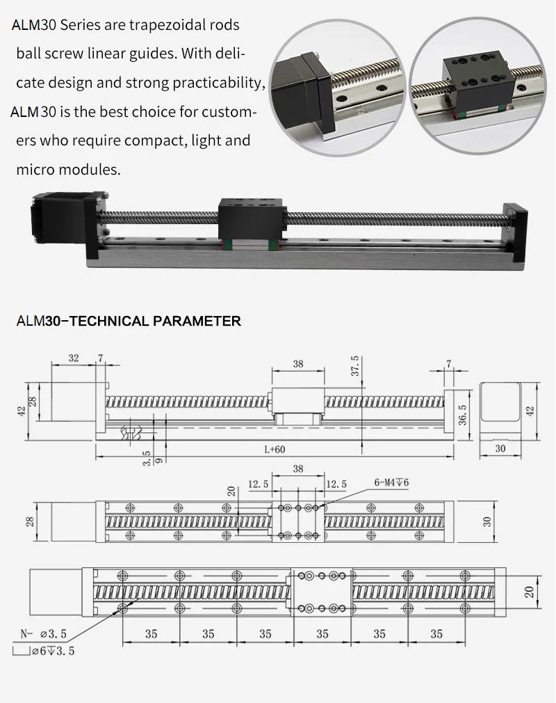 30mm Width Trapezoidal Screw Rods Small Linear Motion Guide from China ...