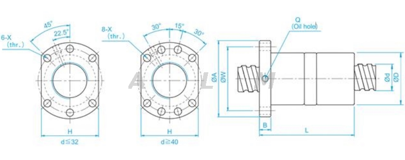 TBI Double Nut Diameter 16mm Pitch 5mm DFU1605 Preload Ball Screw from ...