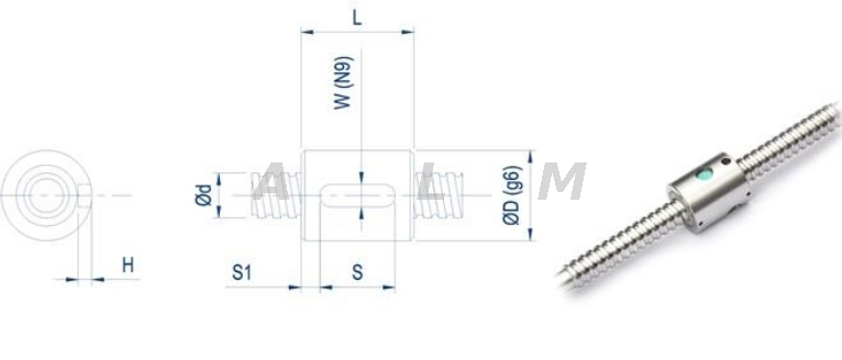 Ballnut with Keyway Diameter 4mm Lead 1mm Compact 0401 Ball Screw from ...